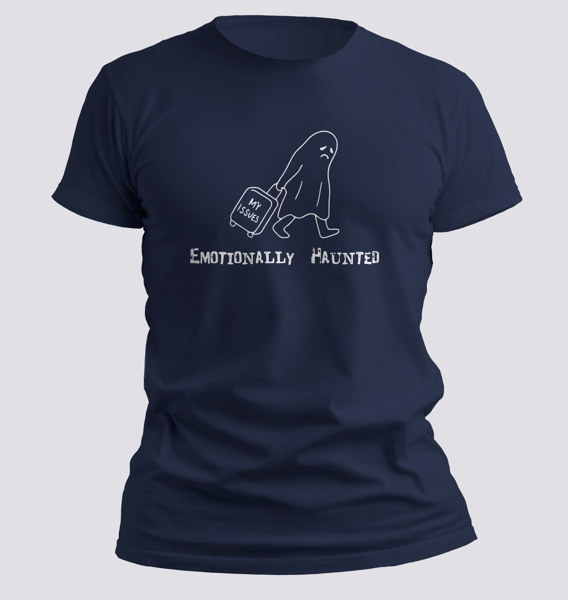 Emotionally Haunted – Ghost with Baggage Tee – Chortle Wear